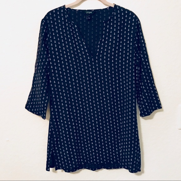 J. Crew Factory | Tops | J Crew Navy Blue Anchor Crinkle Tunic Cover Up ...